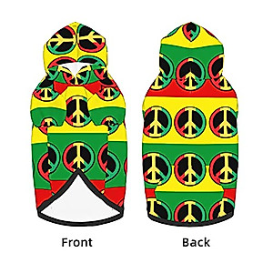 Large Dog Hoodie Rasta-Peace-Sign Pet Clothes Sweater with Hat Soft Cat Outfit Coat Small
