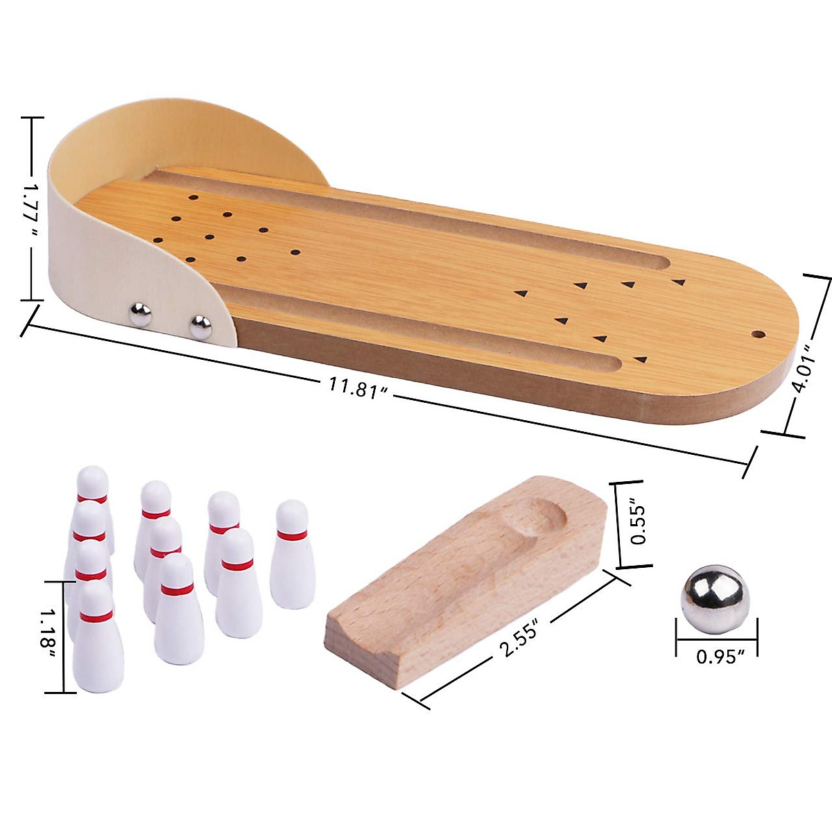 Table Top Mini Bowling Game Set-Tabletop Wooden Board Mini Arcade Desktop Tiny Bowling Shooting Alley Office Desk Stress Relief Gadgets Small Finger Toys Fun Gag Gifts for MenWomen Kids Teens Boys