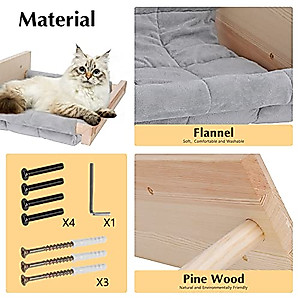 Topmart Cat Hammock Wall Mounted, Cat Wall Furniture for Sleeping, Playing, Climbing, Cat Wall Shelves& Cat Perch for Indoor Cats, Up to 35lbs, Gray