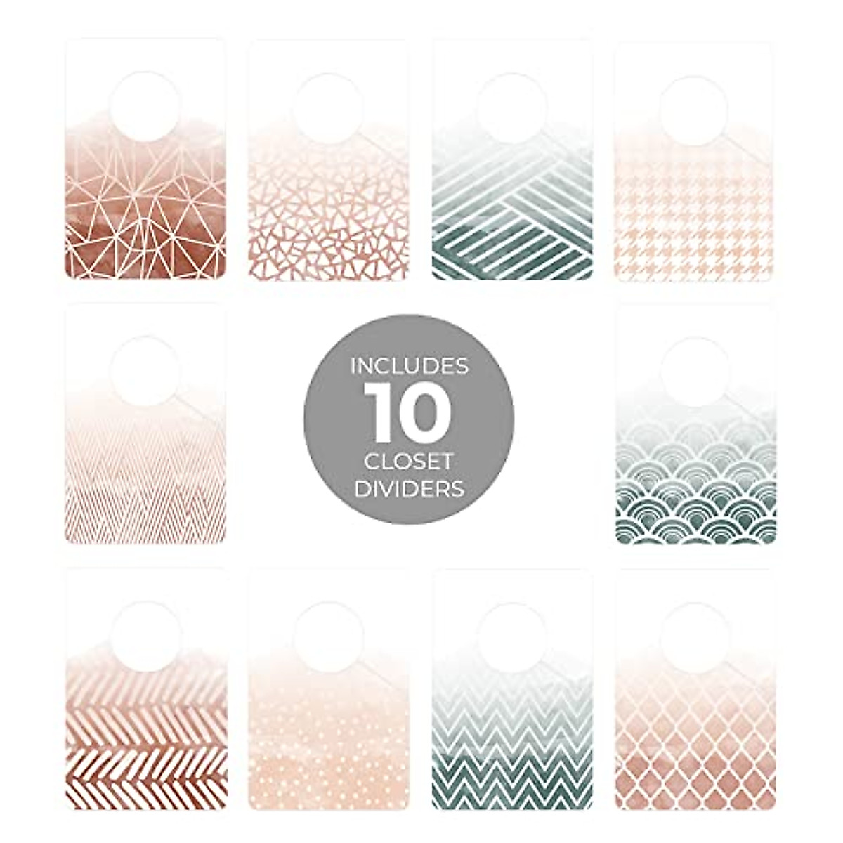 Write On Watercolor Ombre Clothing Dividers / 10 Patterned Double Sided Closet Dividers/DIY Clothing Rack Dividers/Made In The USA
