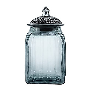 SOCOSY Vintage Glass Candy Jar with Lid Food Jar Nut Jar Jewelry Box Wedding Candy Buffet Jars Kitchen Storage Assorted Color 30 oz