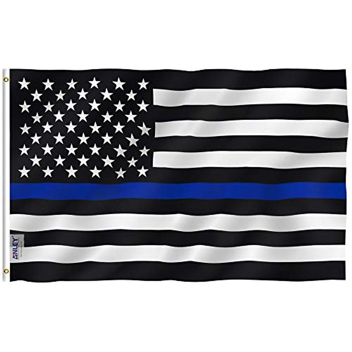 Anley Fly Breeze 3x5 Foot Thin Blue Line USA Flag - Vivid Color and Fade Proof - Canvas Header and Double Stitched - Honoring Law Enforcement Officers Flags Polyester with Brass Grommets