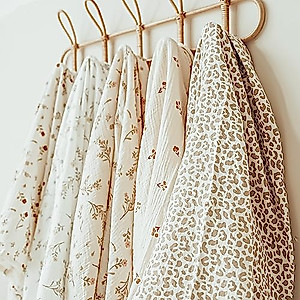 Konssy 2 Pack Muslin Swaddle Blankets for Baby Boys Girls, Receiving Blanket Large 47 x 47 inches, Soft Breathable Muslin Baby Blanket for Unisex Newborn(Pink, Floral)