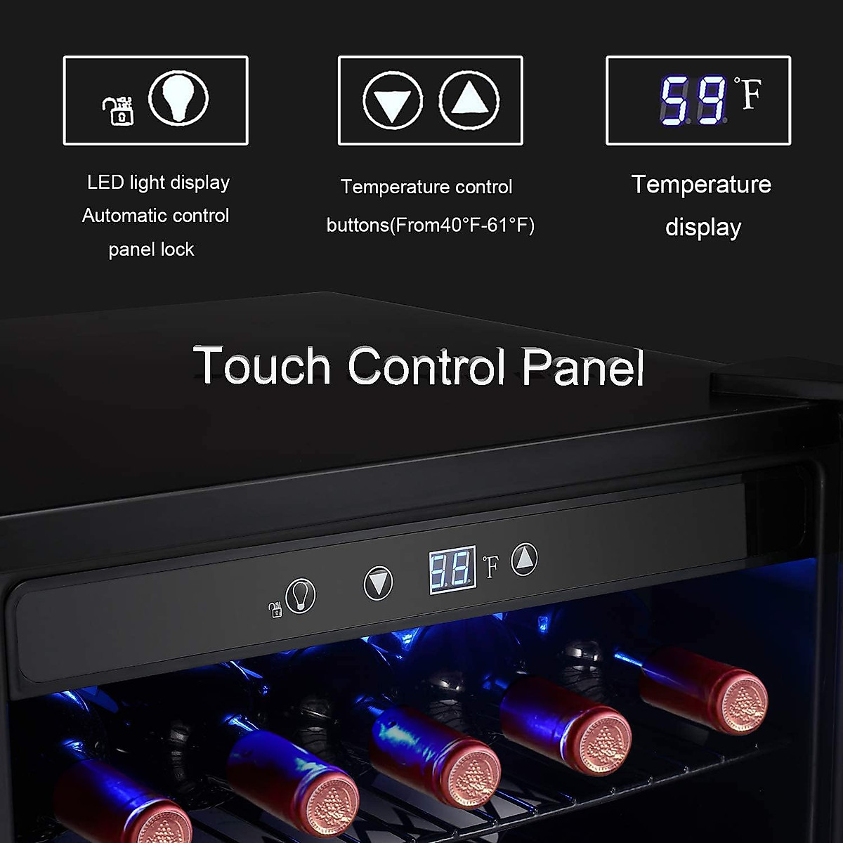 Antarctic Star Wine Cooler/Cabinet Refrigerator Fridge, 36 Bottle Freestanding Wine Chiller with Stainless Steel, Double-Layer Glass Door Touch Screen for Home Office/Bar,4.4Cu.Ft.