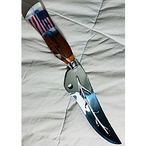 Silver Knife - Blade work of art - Made in Brazil - American Style Handle