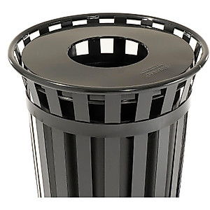 Global Industrial 36 Gallon Outdoor Metal Waste Receptacle, Black