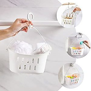 iplusmile Shower Caddy Hanging Hanging Plastic Storage Basket Shower Caddy Basket Laundry Organizer Container Trolley Basket for Organizing Bathroom Kitchen Dorm Room Shower Caddy Portable