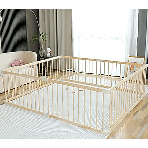 Baby Playpen Play Pen Play Fence Yards Wooden Large,Playpens for Babies and Toddlers Kids Indoor,Baby Play Yards Gym Area,Baby Day Care Play Pin(180x200x61 cm)