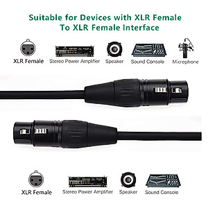 NANYI 2pcs XLR Female to Female Splitter Microphone Cable XLR to XLR Patch Cables, 3-Pin XLR Female to Female mic Cable DMX Cable Patch Cords with Oxygen-Free Copper, 10Feet/3Meter