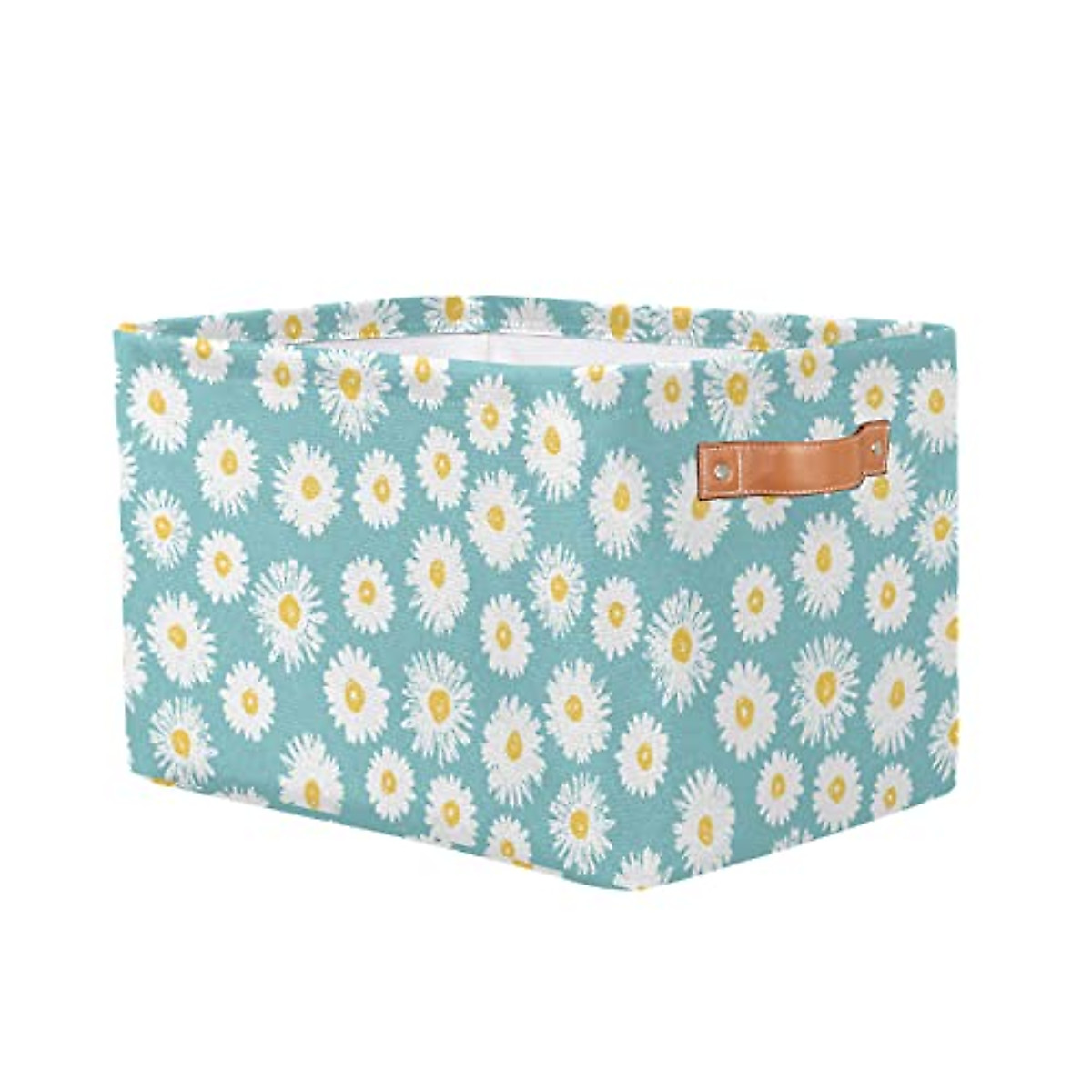 AUUXVA Little Daisy Storage Baskets Cube Storage Boxes Bins Collapsible Laundry Baskets for Nursery Shelf Bedroom Bathroom Toy Organizer 1PC