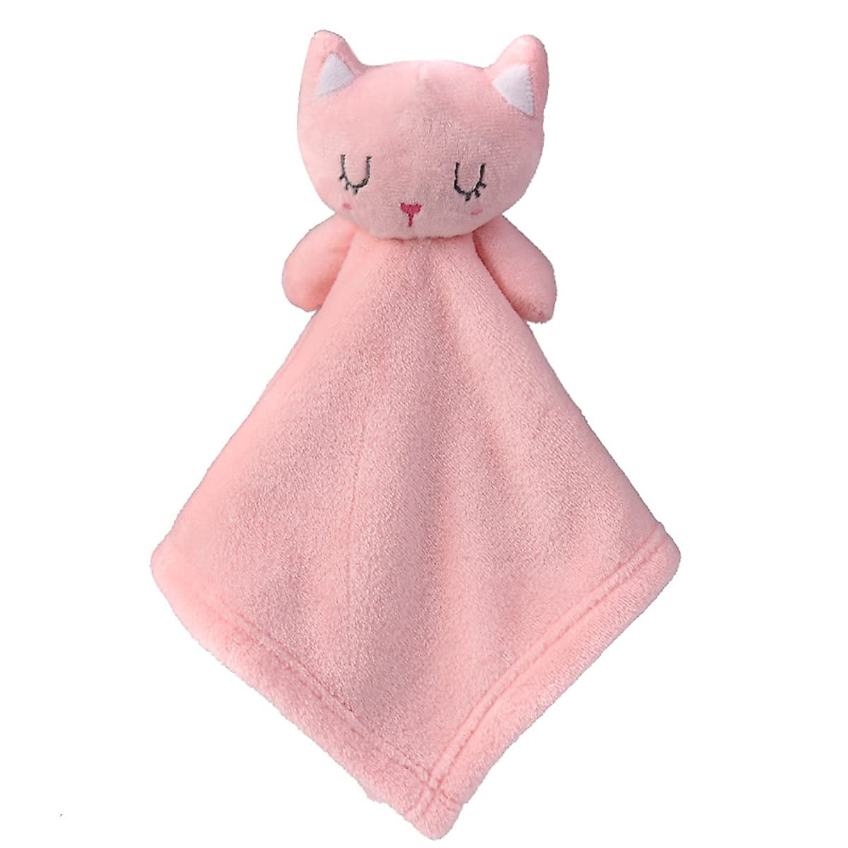FOMAISELF 1 PC Pink Cat Baby Plush Animal Security Blanket for Baby, Kids Soft Blanket Stuffed Animal, Lovely Animal Blanket for Boys and Girls Gift (11.8x11.8)