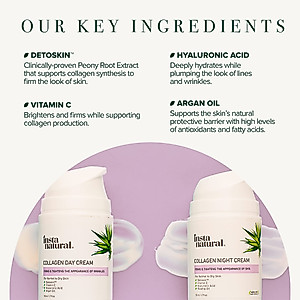 InstaNatural Collagen Face Cream, Daytime Collagen Moisturizer for Face, Anti Aging Cream with Vitamin C, Hyaluronic Acid and Argan Oil