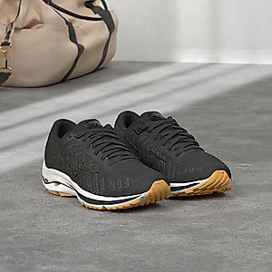 Mizuno Women's Wave Rider 24 WAVEKNIT Running Shoe, Black-Dark Shadow, 7 D US