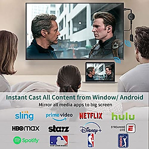 4K Wireless HDMI Display Dongle Adapter 1080P, WiFi Streaming Movies, Shows, and Live TV Receiver from iPhone, iPad, Android, Tablet, Window to HDTV/Monitor/Projector, Miracast, Airplay, DLNA, Chrome