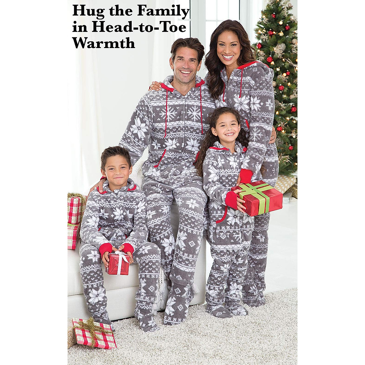 PajamaGram Family Pajamas Matching Sets - Christmas Onesie, Gray, Pets, SM