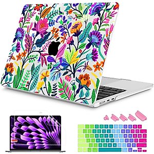 Mektron Designed for 2024/2023 MacBook Air 15 INCH M3 A3114 /M2 A2941 Case, Printed Plastic Hard Shell Cover with 15.3" Liquid Retina Display Touch ID, Bright-Coloured Flowers