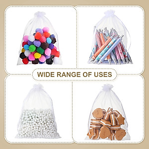 Kacctyen 200 Pcs Large Organza Bags White, 12 x 16 Inch Mesh Gift Drawstring Pouches Mesh Gift Bags Jewelry Pouch Party Wedding Favor Candy Bottle Sample Display Bag