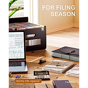 ThinkTex 26 Pockets Expanding File Folder, A-Z Colorful Tabs, Monthly Bill Receipt Documents Organizer, Larger Capacity, Letter/A4 Size