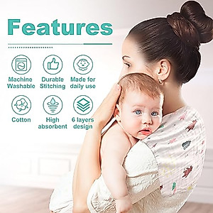 KOROTUS 10 Pack Muslin Burp Cloths for Baby - Ultra-Soft 100% Cotton Baby Washcloths - Large 20'' by 10'' Super Absorbent Spit Up Rags