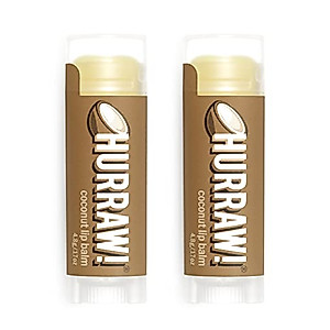 Hurraw! Coconut Lip Balm, 2 Pack: Organic, Certified Vegan, Cruelty and Gluten Free. Non-GMO, 100% Natural Ingredients. Bee, Shea, Soy and Palm Free. Made in USA