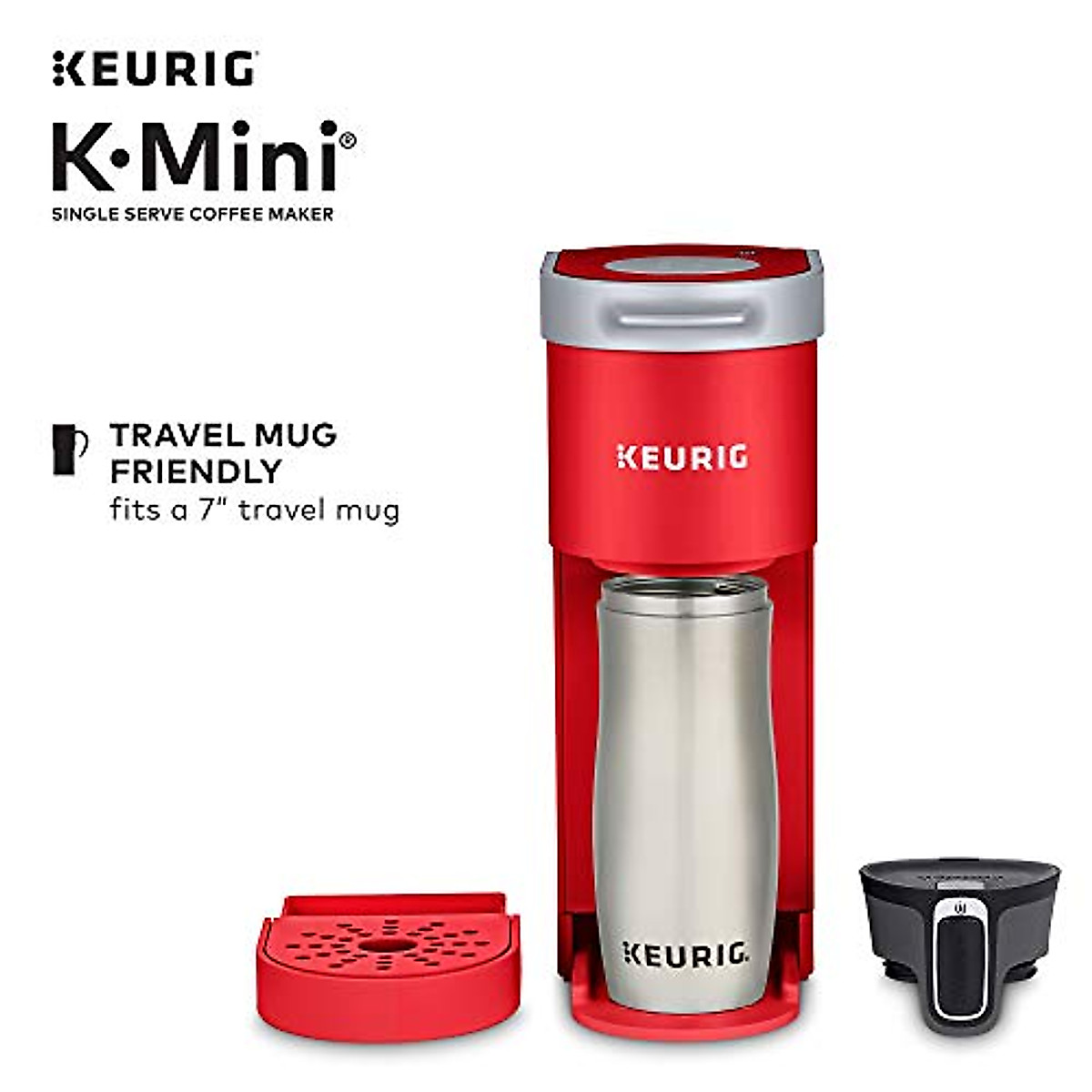 Keurig K-Mini Coffee Maker, Single Serve K-Cup Pod Coffee Brewer, 6 to 12 oz. Brew Sizes, Poppy Red (Renewed)