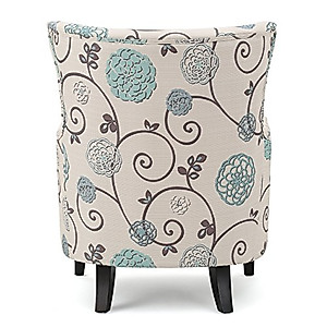 Christopher Knight Home Arabella Fabric Club Chair, White And Blue Floral 29.1D x 29.9W x 36.6H in