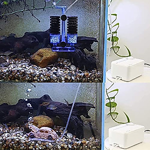 boxtech Upgrade Aquarium Air Pump, Ultra-Quiet Fish Tank Oxygen Pump with Adjustable Airflow, Powerful Air Pump with 2 Outlets to Pump Rich and Fine Air Bubbles