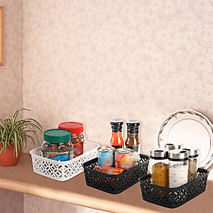 ZEAYEA 9 Pack Small Plastic Storage Basket, Classroom Organizer Baskets for Shelves Desk Drawer, Pantry Woven Basket Bins for Bedroom Closet Office School, 7.7" L x 5.5" W x 2.4" H