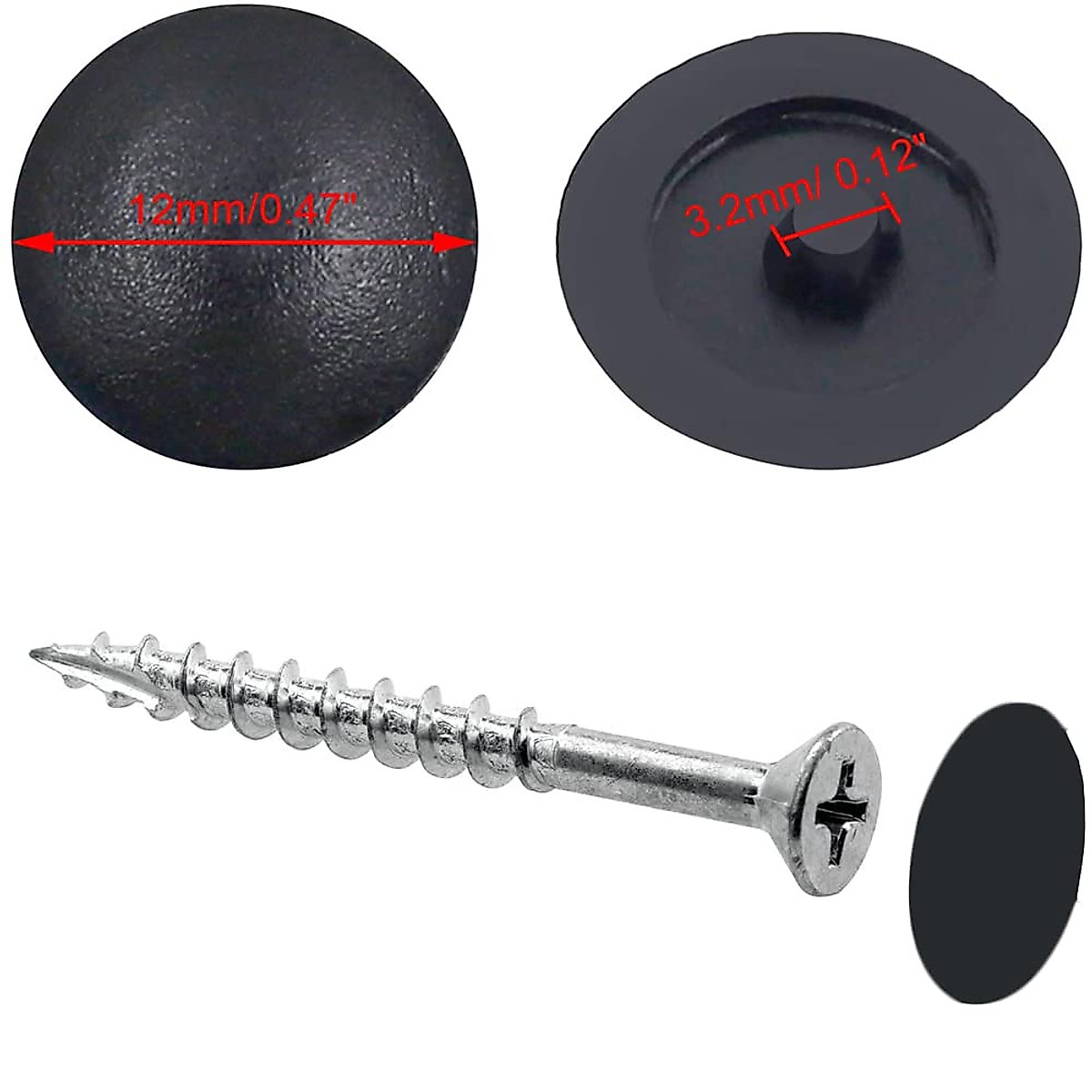 Persberg 100pcs Screw Caps Black Covers, Self-Tapping Waterproof Screw Cap Cover for Phillips Screws, Suitable for Wall mounting Photo Frame Decoration Kitchen Cabinet wardrobes Home Furniture (254)