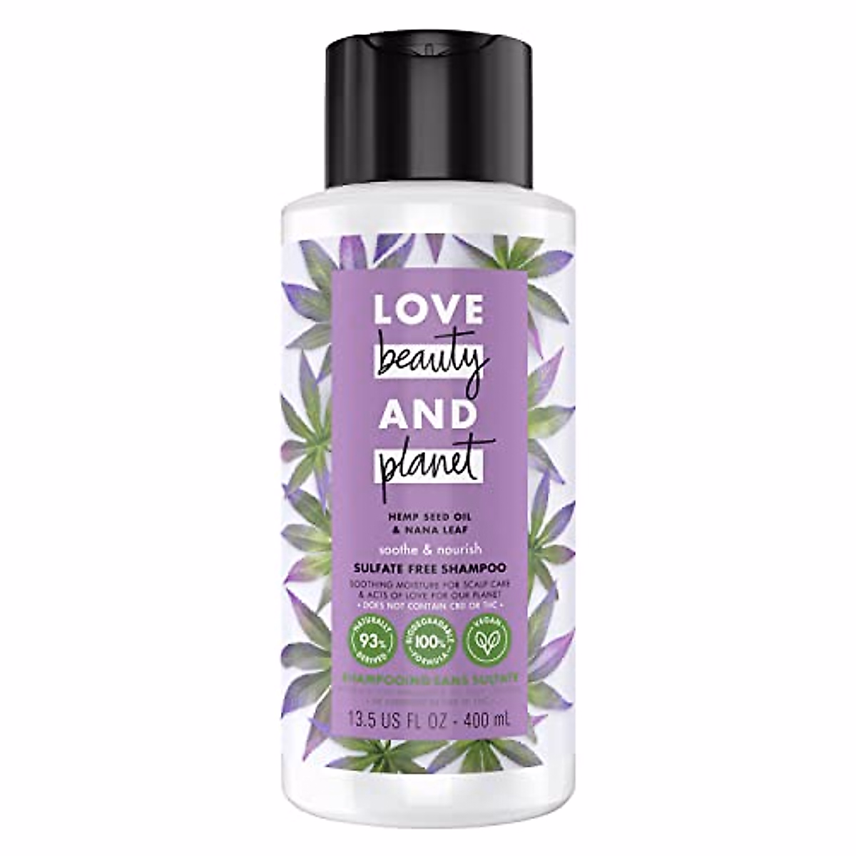Love Beauty and Planet 100% Biodegradable Shampoo Soothe & Nourish Dry Scalp Hemp Seed Oil & Nana Leaf Sulfate-free, Silicone-free, Cruelty-free, Vegan Shampoo 13.5 oz