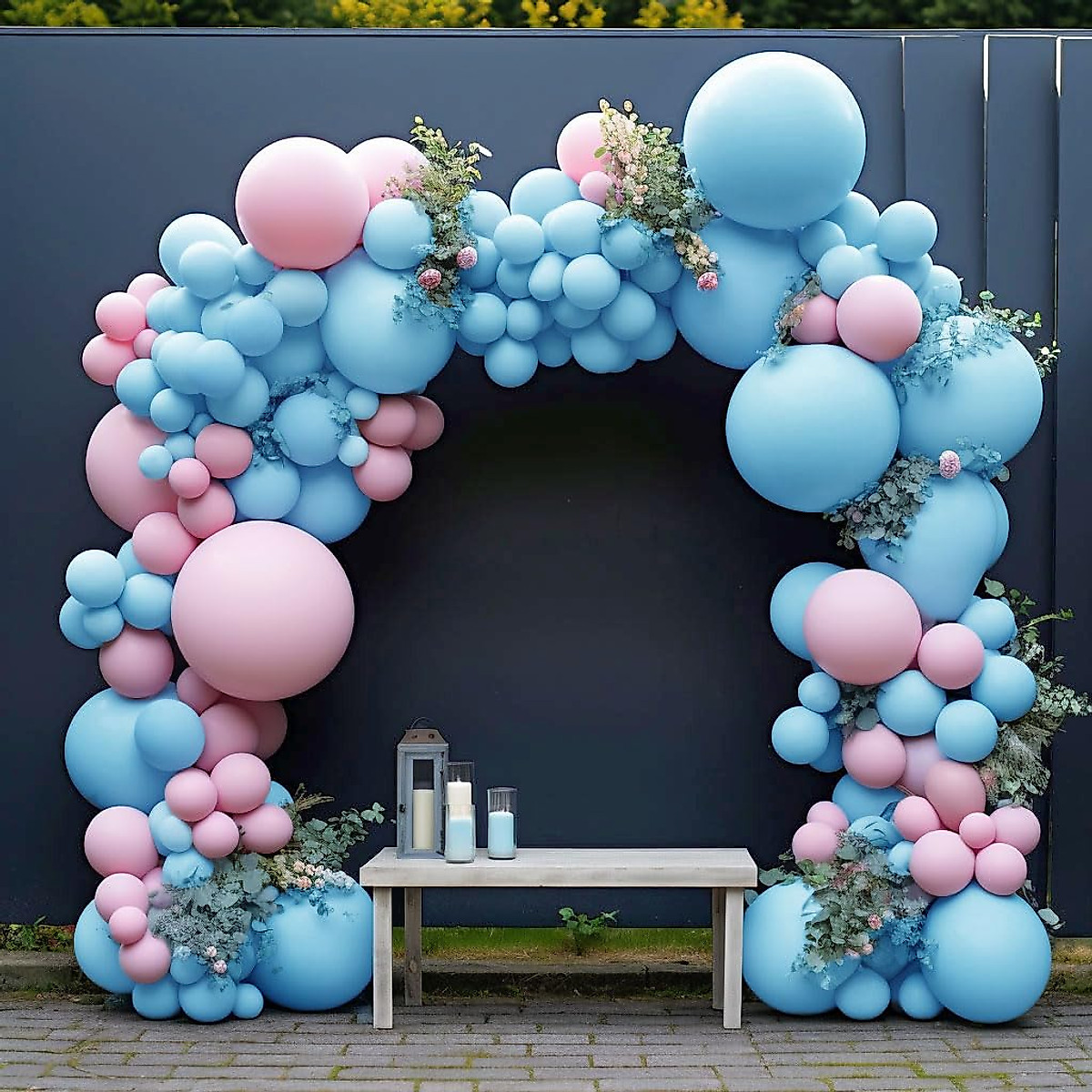 Double Stuffed Pastel Blue Balloon Garland Macaron Baby Blue Balloons Different Sizes 18/12/5 Inch Light Blue Latex Balloons Arch Kit For Gender Reveal Birthday Baby Shower Party Decorations