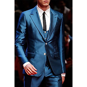 Dusty Rose Satin Men Suit Slim Fit Tuxedo 3 Piece Suit for Men Suits Prom Party Blazer Wedding Suit Men, 3XL