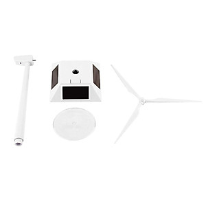 Solar Powered 3D Windmill Assembled Model Craft Kids Children Education Learning Fun Toy Gift ABS Plastics Wind Turbine White for Home Desktop Decor Garden Ornament