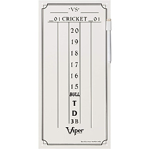 Viper Dry Erase Scoreboard, Cricket and 01 Dart Games, White, 15.375" H x 7.875" W