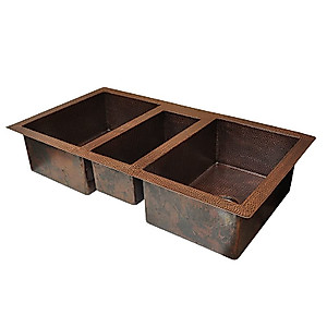 Copper Triple Bowl Kitchen Sink