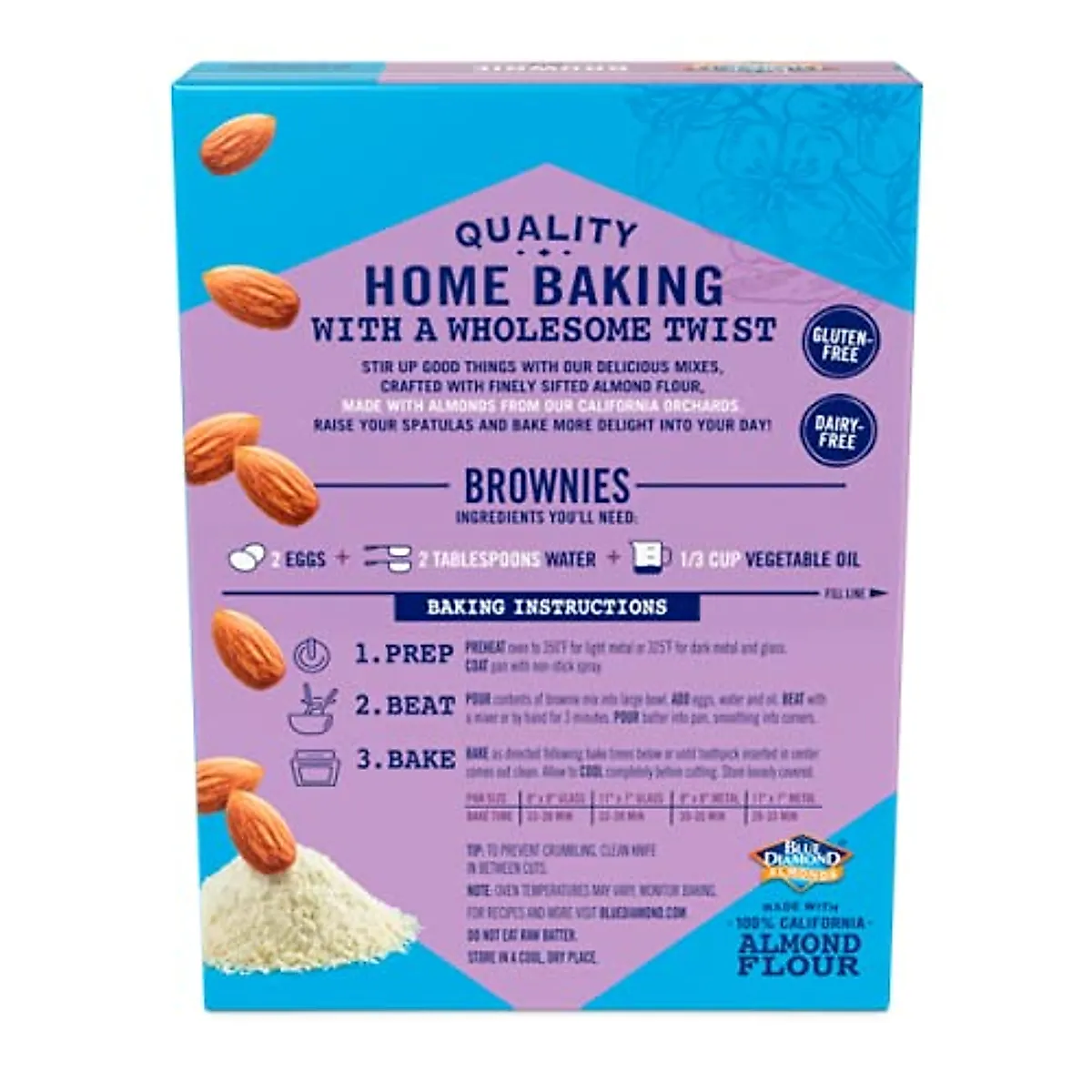 Blue Diamond Almonds Gluten-Free Almond Flour Baking Mix, Chocolate Brownie, Multicolor, 13.1 Oz
