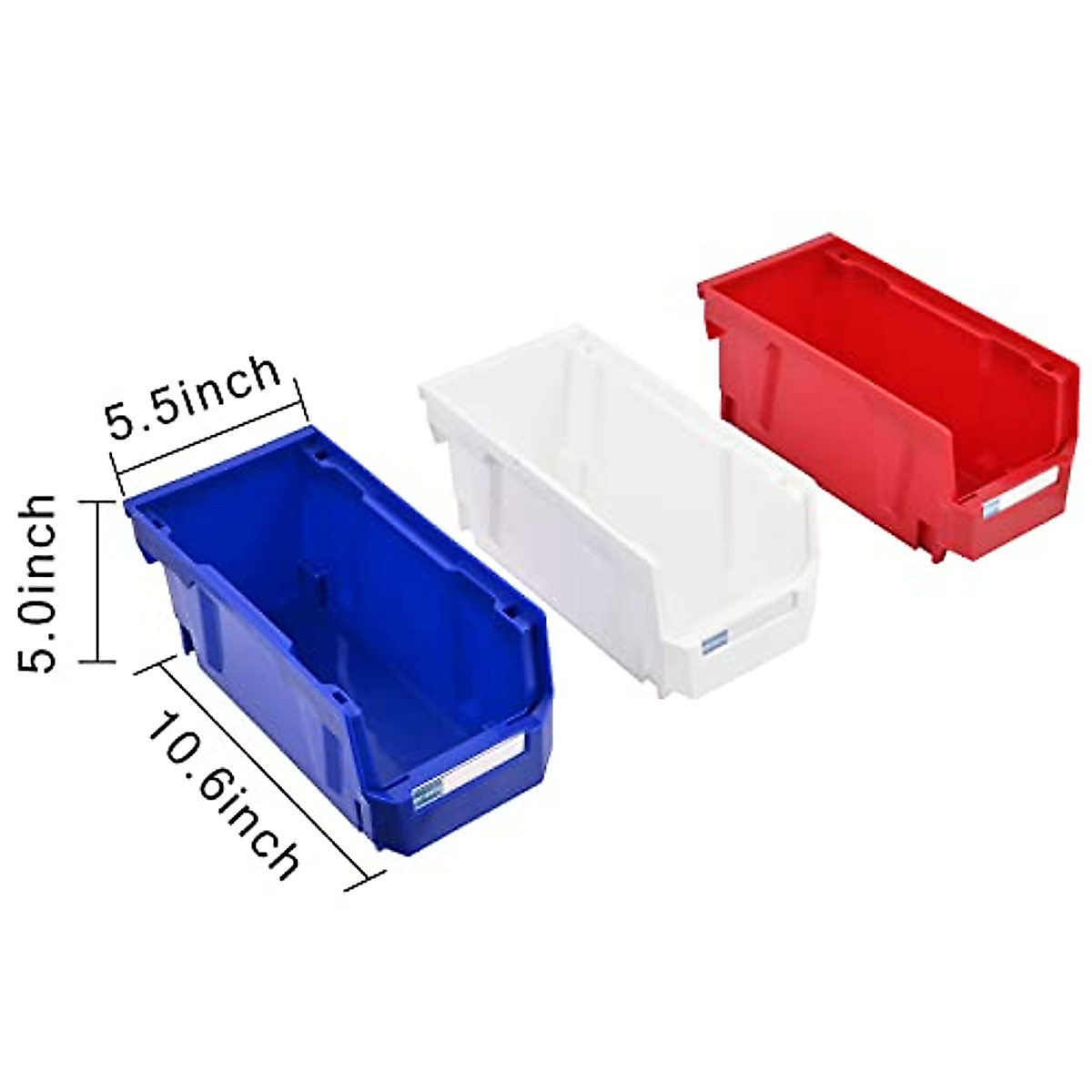 AERCANA Wall Mounted Hanging Bins Plastic Stackable Storage Bins Parts Storage Organizer Garage Storage Bins for long parts(Blue, L10.6 inch*W5.5 inch*H5 inch)