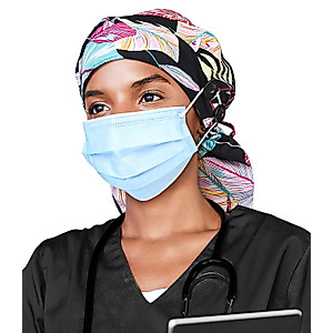 Winitas Satin Working Hats with 4 Buttons for Black Women with Long Dreadlock Hat