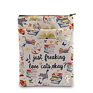 Cat Book Sleeve Cat Mom Gift Cat Lover Book Protector I Just Freaking Love Cats Okay Cat Book Covers Cat Owner Gift