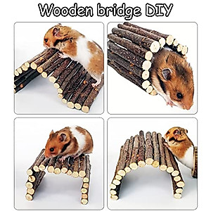 Hamiledyi Wooden Ladder Bridge, Mouse Rest Play Hiding Toy, Rodents Wooden House Guinea Pig Climbing Ladder Chews Toy for Small Animals Rat Syrian Hamster Squirrel Chinchilla Hedgehog3PCS