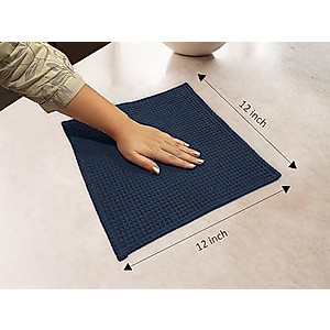 Encasa Dish Towels Cotton 12x12 in Highly Absorbent and Quick-Drying, Use Once and Wash Cleaning, Ultra-Soft Multipurpose Kitchen Dish Cloths | Pack of 12 | Navy