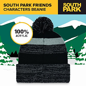 South Park Knitted Acrylic Winter Beanie Hat with Cuff and Pom, Multi, One Size