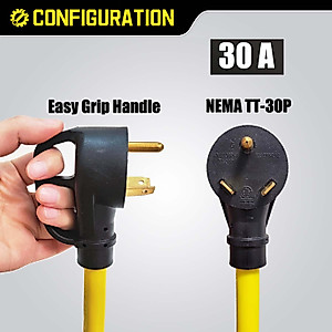 LAVANDINO 30 Amp to 110 RV Adapter Power Cord, 30 Amp to 15 Amp Adapter, NEMA TT-30P Male to 5-15R/5-20R Household Tri-outlets Female