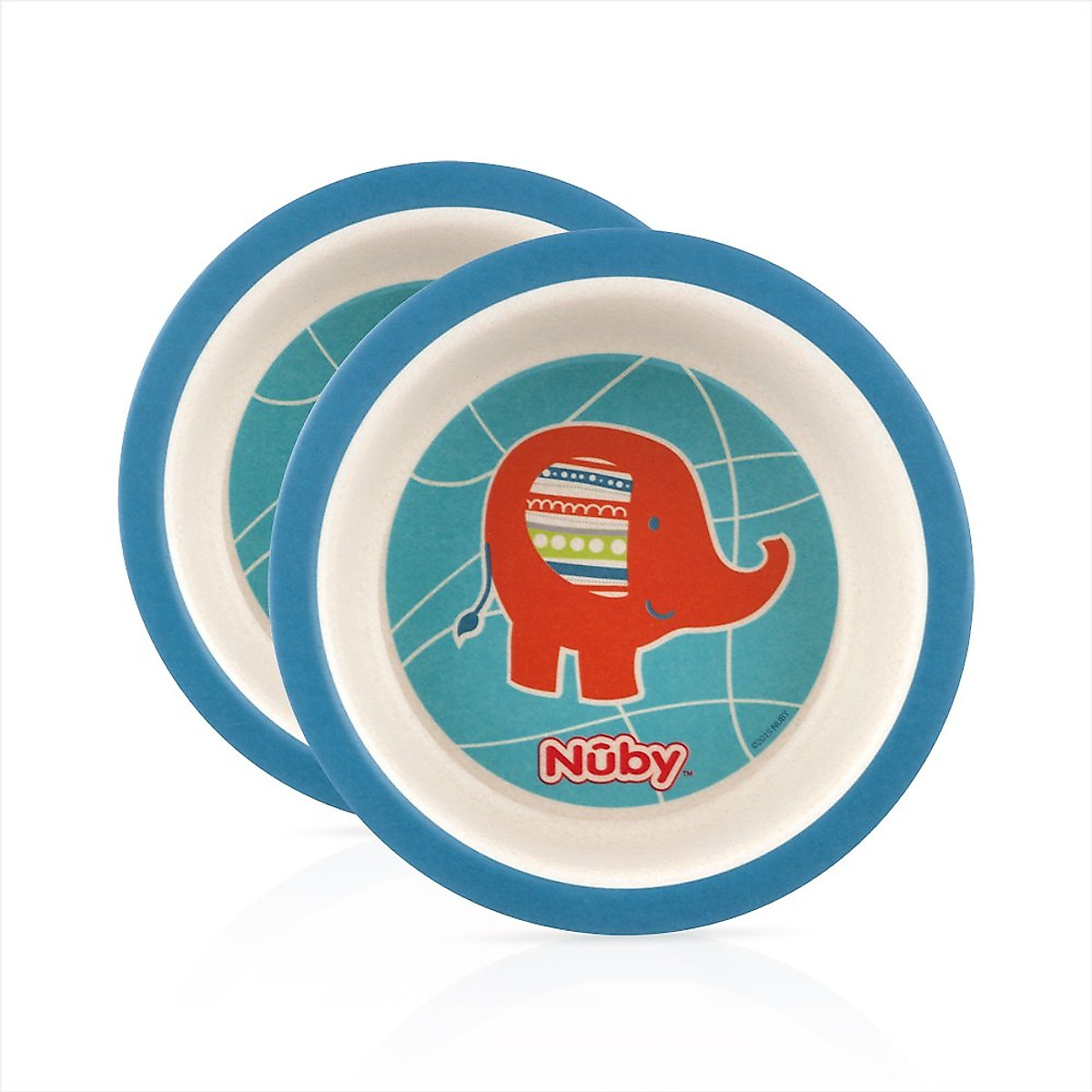 Nuby 2 Piece Bamboo Printed Bowl, Colors May Vary