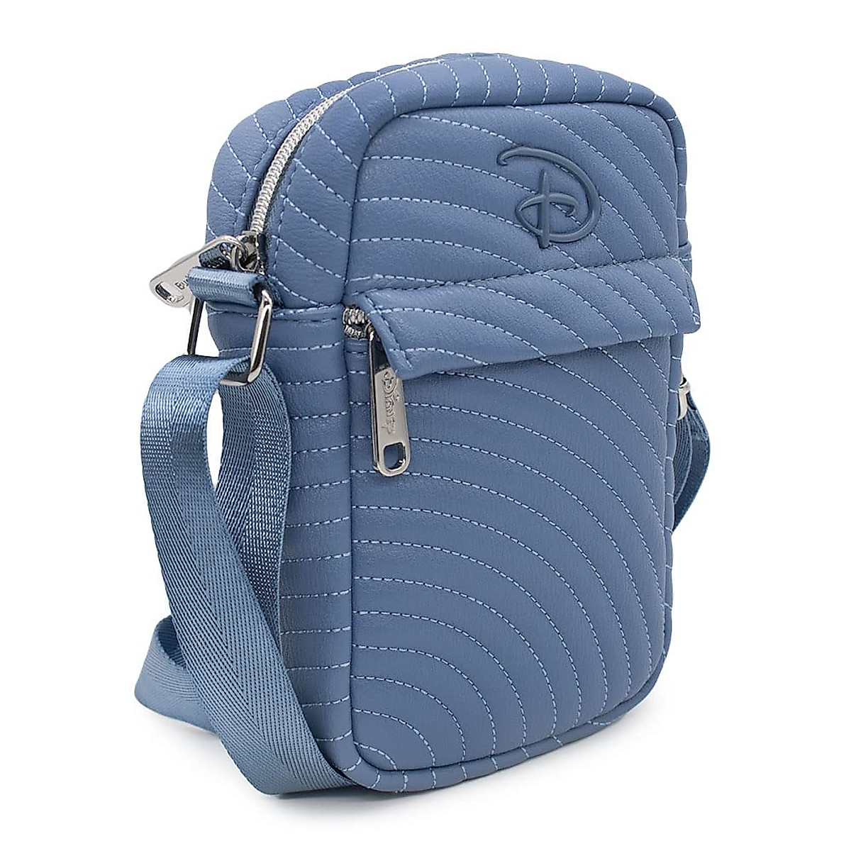 Disney Bag, Cross Body, Signature D Logo, Blue, Arch Stitch, Blue, Vegan Leather