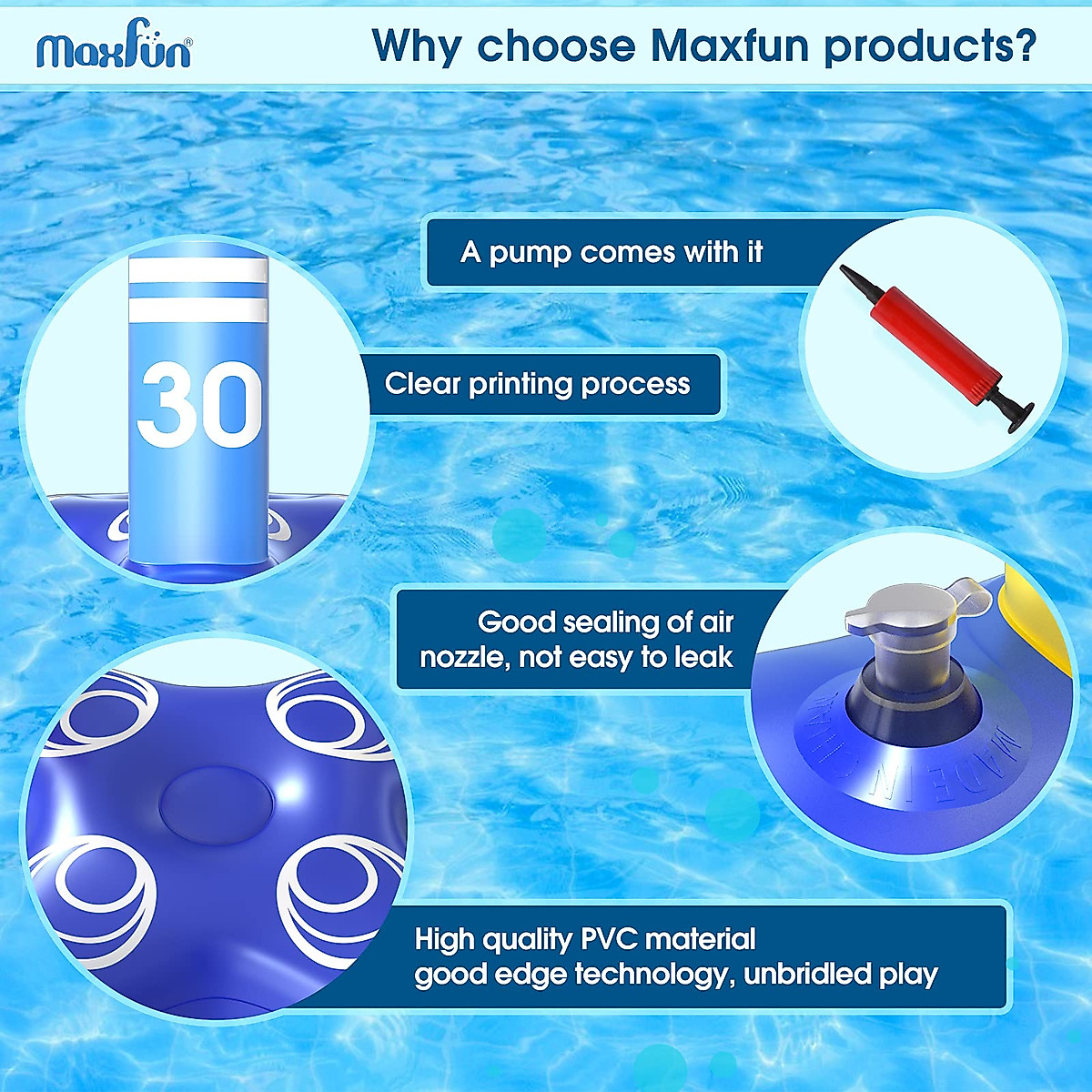 Max Fun Pool Floats Toys Games Set - Floating Basketball Hoop Inflatable Cross Ring Toss Game Toys for Kids Adults Swimming Pool Water Game