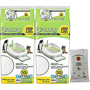 Tidy Cats Breeze Pads Refill Pack (2) 10 Count Pouches with Aurora Pet Wet Wipes