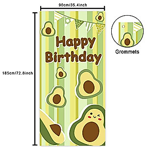 Hello Avocado Mexican Happy Birthday Banner Backdrop Holy Guacamole Theme Decor for 1st Birthday Party Mexican Fiesta Baby Shower Bridal Engagement Decorations Photo Studio Props Background Supplies