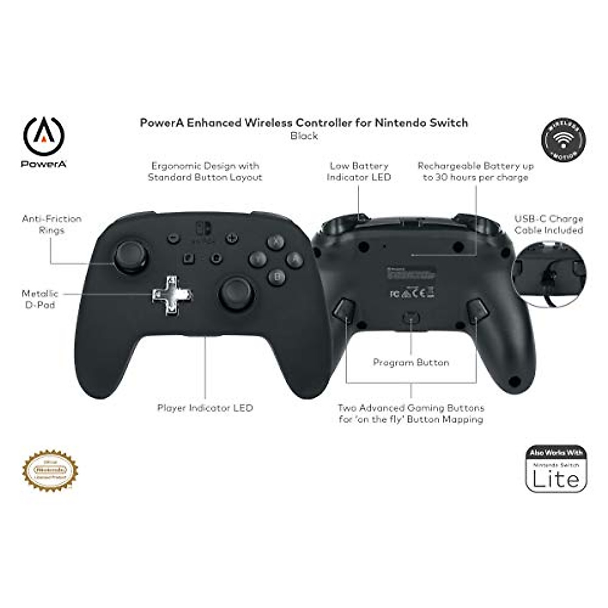PowerA Enhanced Wireless Controller for Nintendo Switch - Black