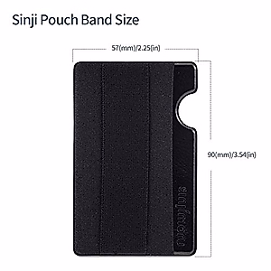 Sinjimoru Cell Phone Grip with Card Wallet, Phone Wallet Stick on Card Holder for Back of Phone, Slim Wallet with Elastic Phone Strap. Sinji Pouch Band Black